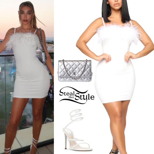 » Chantel Jeffries: White Feather Dress and Sandals