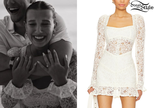 » Millie Bobby Brown: White Lace Mini Dress