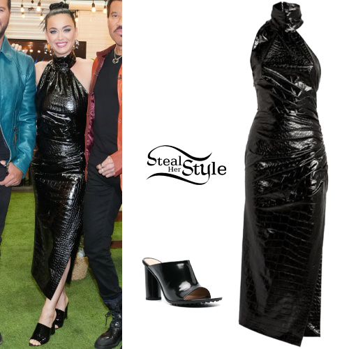 Katy Perry: Black Cutout Dress and Sandals | Steal Her Style
