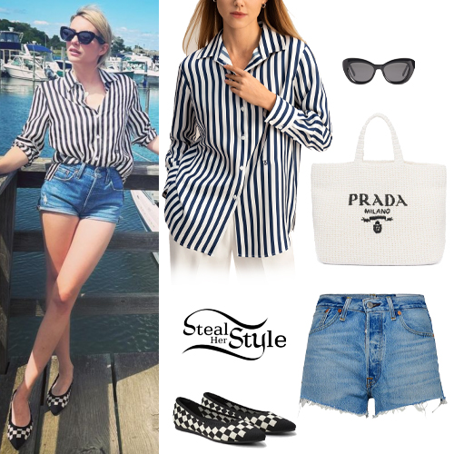 » Emma Roberts: Striped Sweater, Blue Jeans
