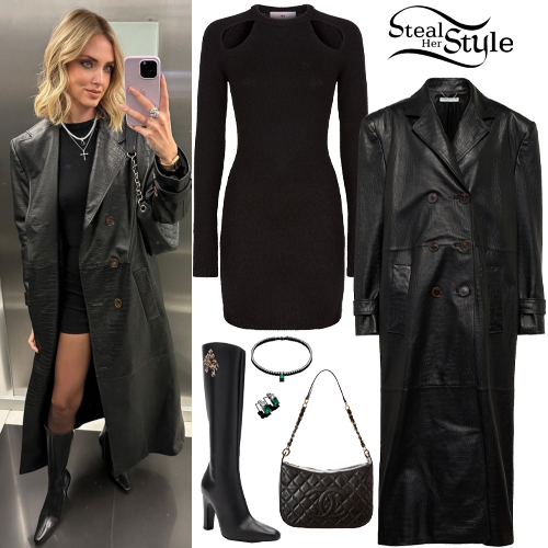 » Chiara Ferragni: Black Mini Dress and Coat