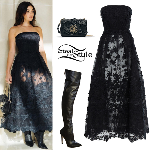 » Lucy Hale: Lace Dress, Leather Boots