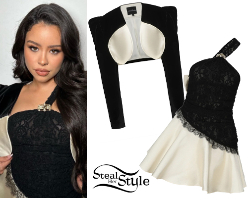 » Cierra Ramirez: Lace Mini Dress, Velvet Jacket