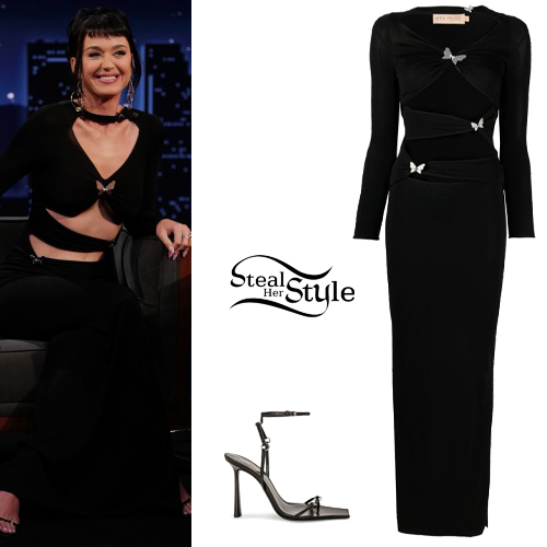 Katy Perry: Black Leather Dress, Fishnet Shoes | Steal Her Style