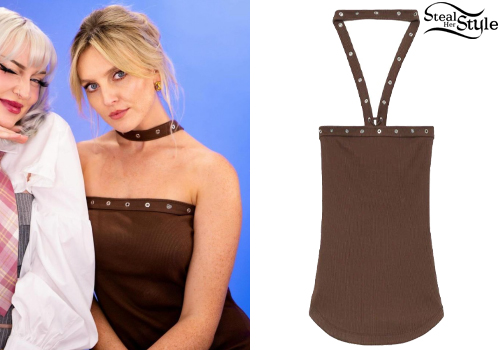 Perrie Edwards: Brown Eyelet Top | Steal Her Style