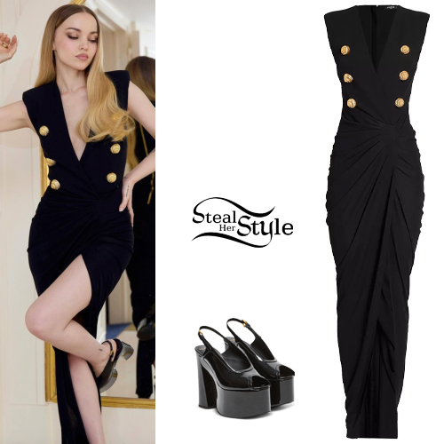 » Dove Cameron: Black Maxi Dress and Platforms
