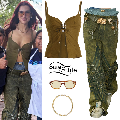 Dua Lipa Khaki Top And Pants