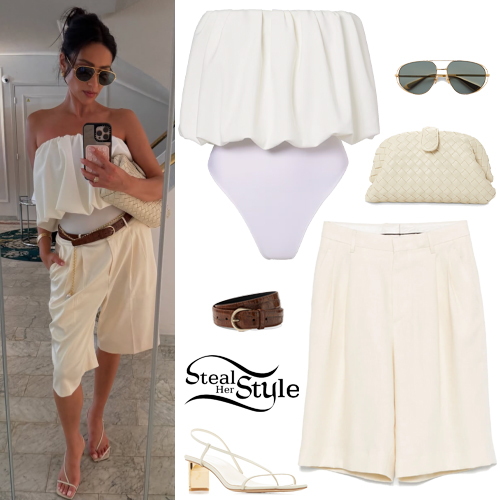 » Shay Mitchell: Brown Dress, Fur Coat