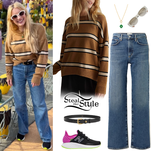 » Emma Roberts: Striped Sweater, Blue Jeans
