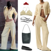 » Kendall Jenner: Yellow Cardigan and Pants