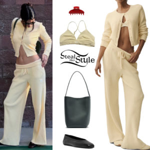 » Kendall Jenner: Yellow Cardigan and Pants