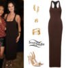 » Selena Gomez: Brown Dress and Gold Sandals
